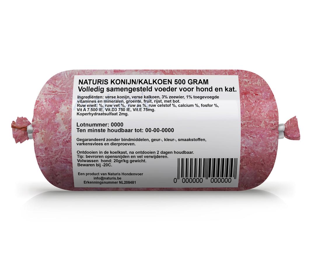 Naturis Vers Vlees voeding Konijn 500 gr | Sascha Diertotaal